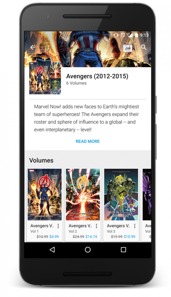Google Play offers free comics and new comics-reading features