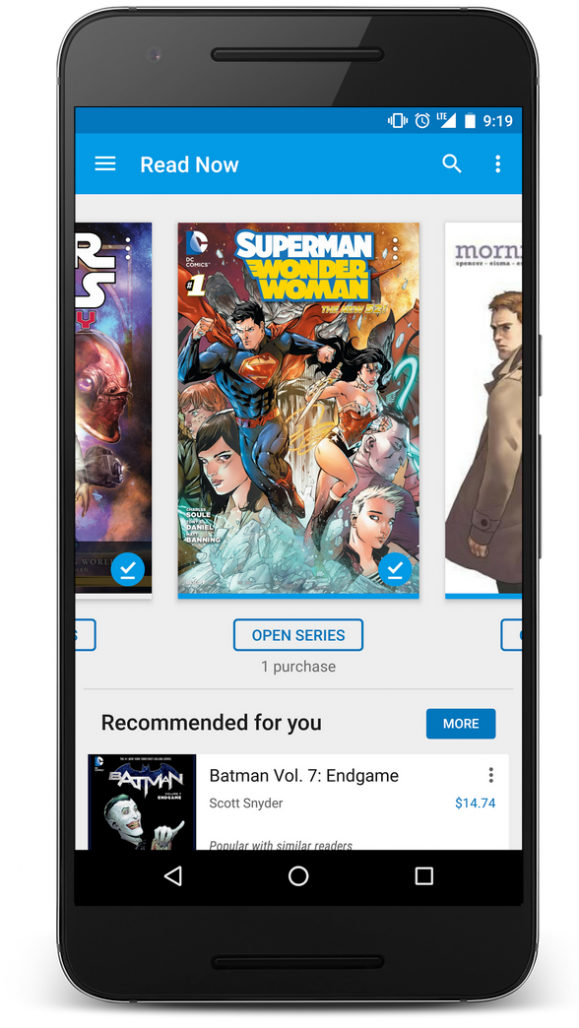 Google Play offers free comics and new comics-reading features