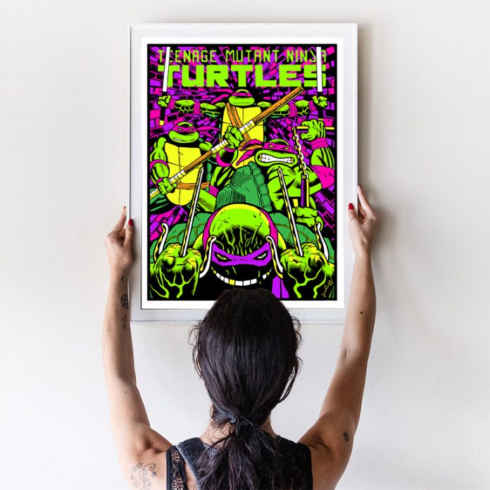 Limited edition bodacious blacklight TMNT poster by Jim Rugg now on sale