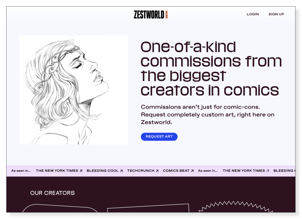 Zestworld launches commission tool with Amanda Conner and Serena Williams