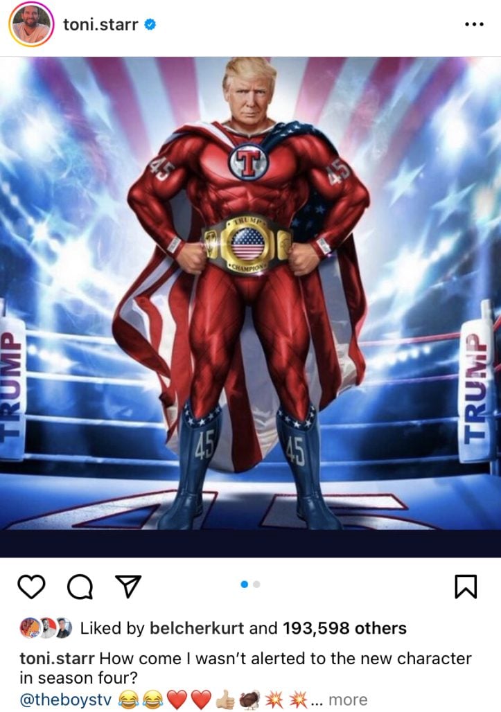 Get your Trump...I mean, Homelander...digital collectible cards now!