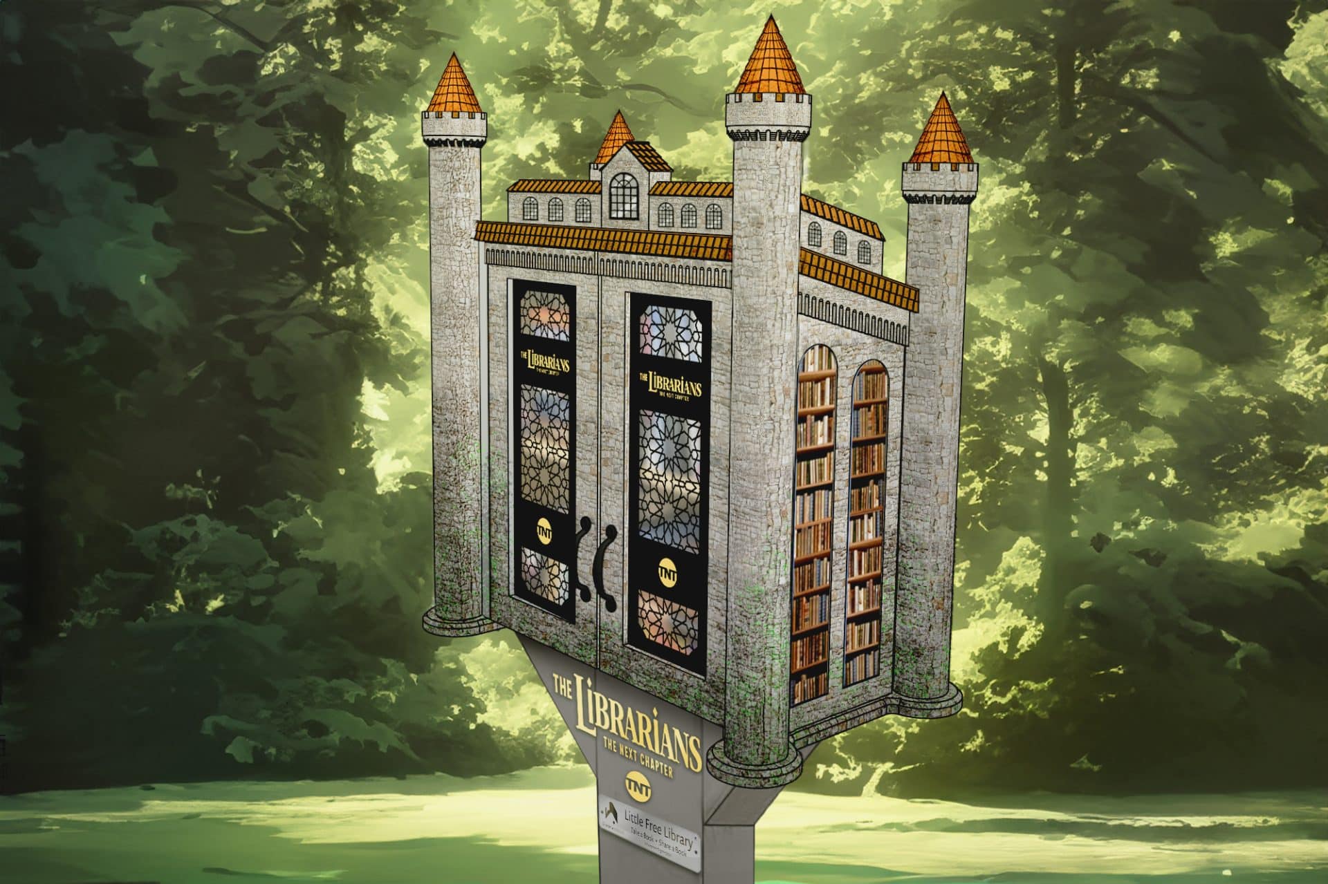 THE LIBRARIANS celebrate by giving back to the Little Free Library