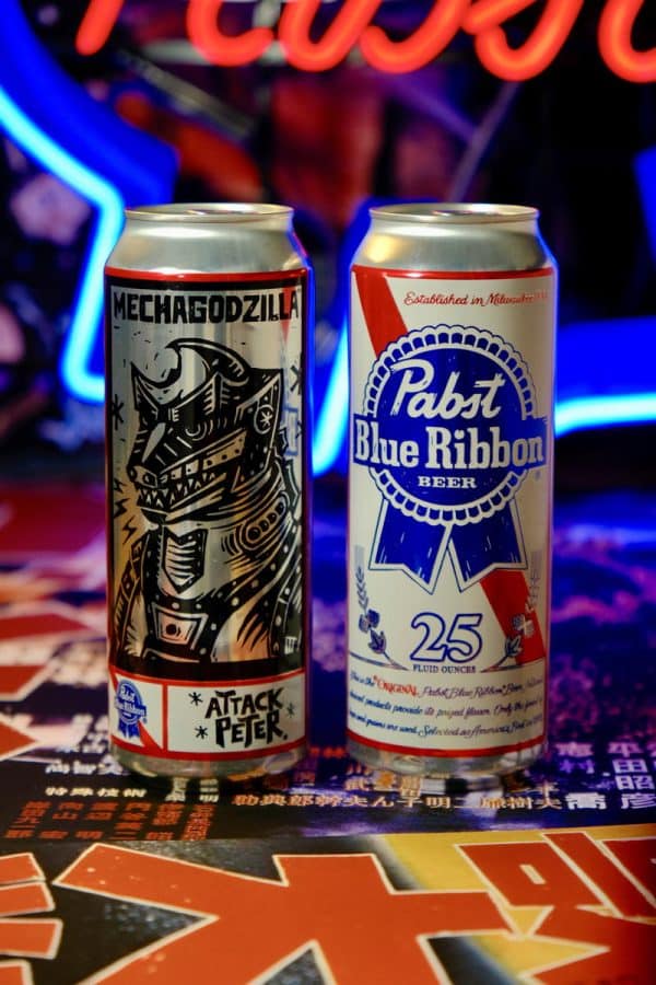 Godzilla doesn't really drink beer, but when he does, it's PBR