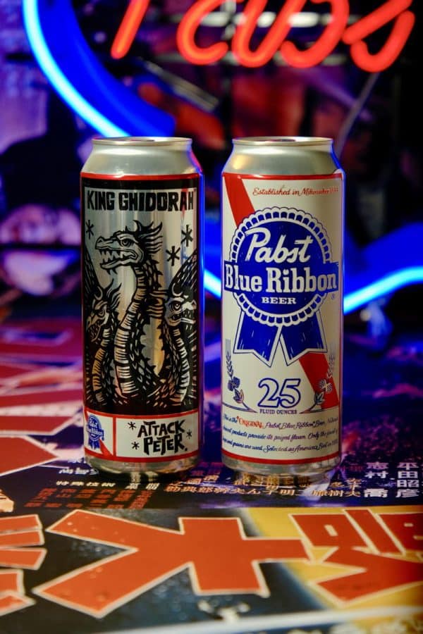 Godzilla doesn't really drink beer, but when he does, it's PBR